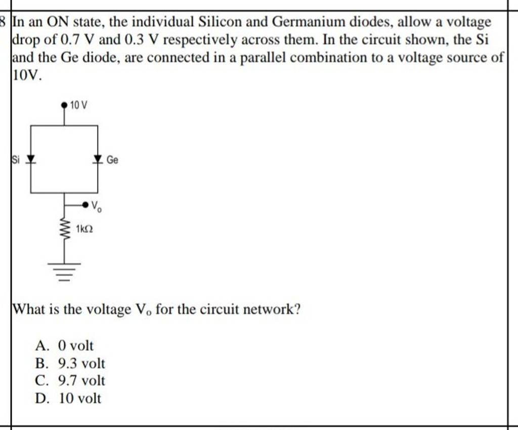 In an ON state, the individual Silicon and Germanium diodes, allow a volt..
