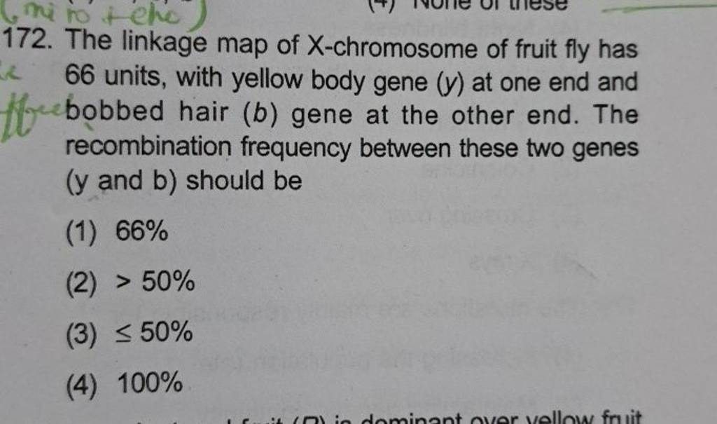 The Linkage Map Of X Chromosome Of Fruit Fly Has 66 Units With Yellow Bo