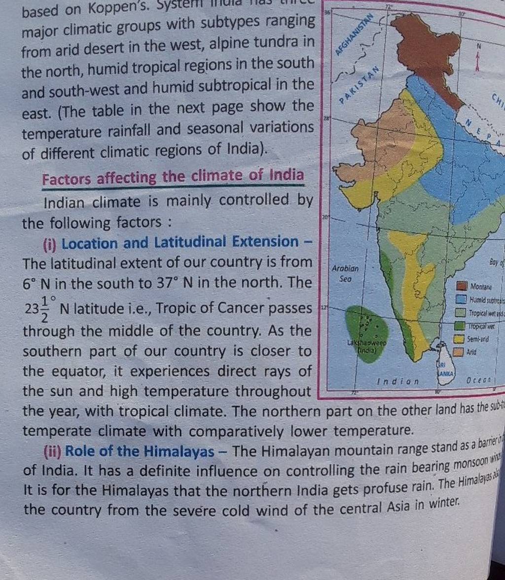 major climatic groups with subtypes ranging from arid desert in the west,..