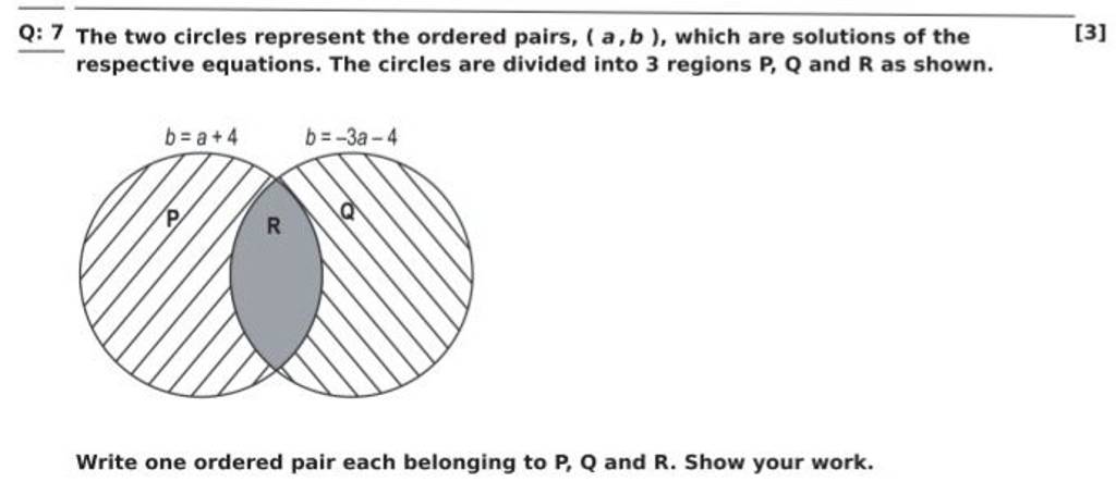 Q: 7 The two circles represent the ordered pairs, (a,b), which are soluti..