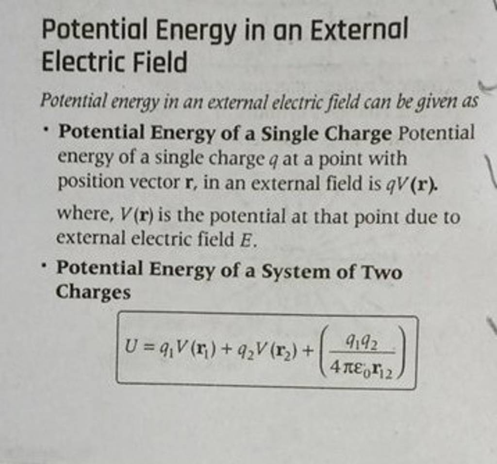 Potential Energy in an External Electric Field Potential energy in an ext..