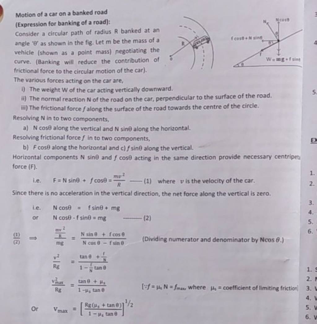 Motion of a car on a banked road (Expression for banking of a road): Cons..