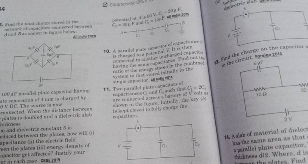 5. Find the total charge stored in the network of capacitors connected be..