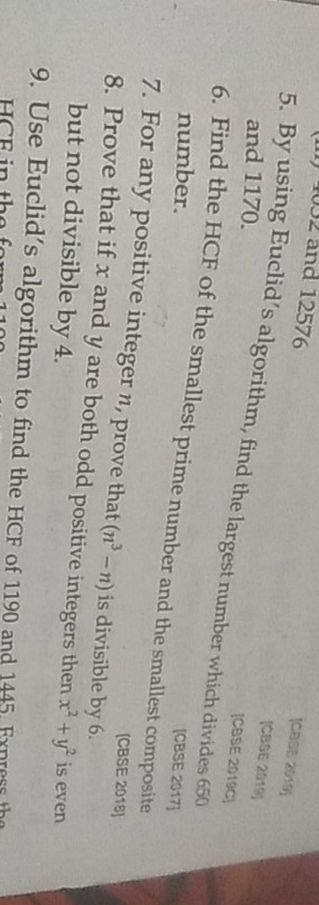 5 By Using Euclids Algorithm Find The Largest Number Which Divides 650