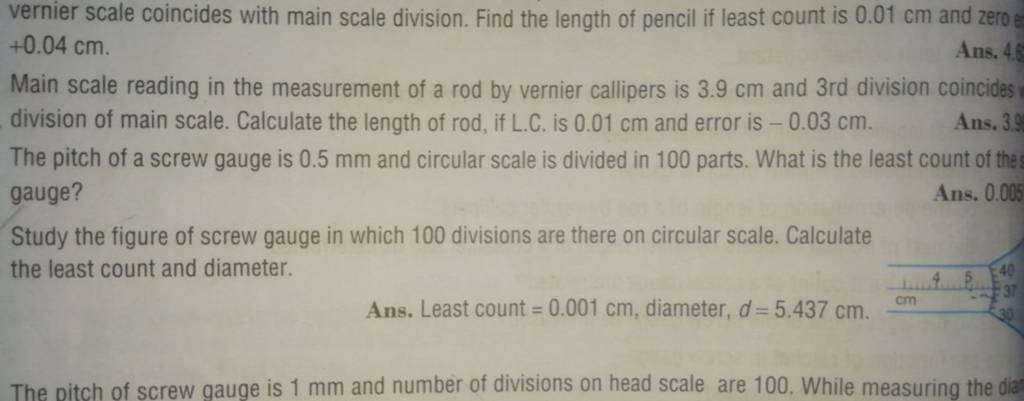 vernier scale coincides with main scale division. Find the length of penc..