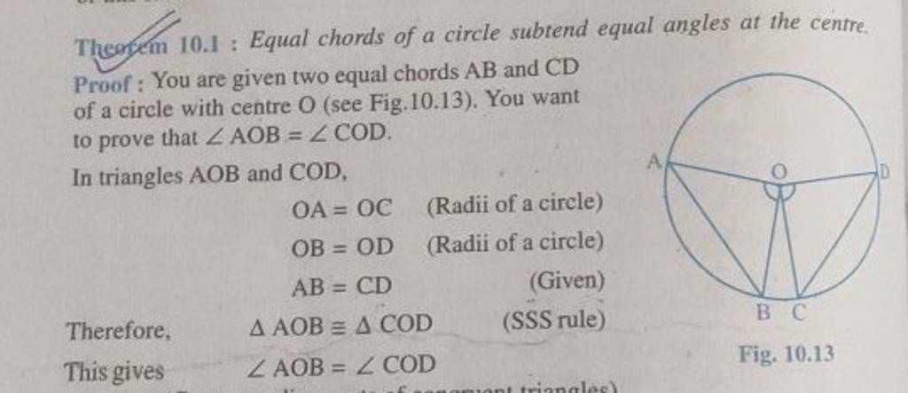 Themgem 10 1 Equal Chords Of A Circle Subtend Equal Angles At The Centr