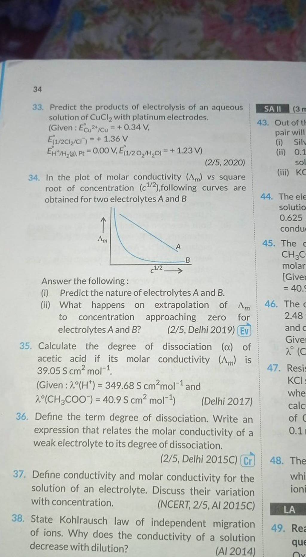 34 33. Predict the products of electrolysis of an aqueous solution of CuC..