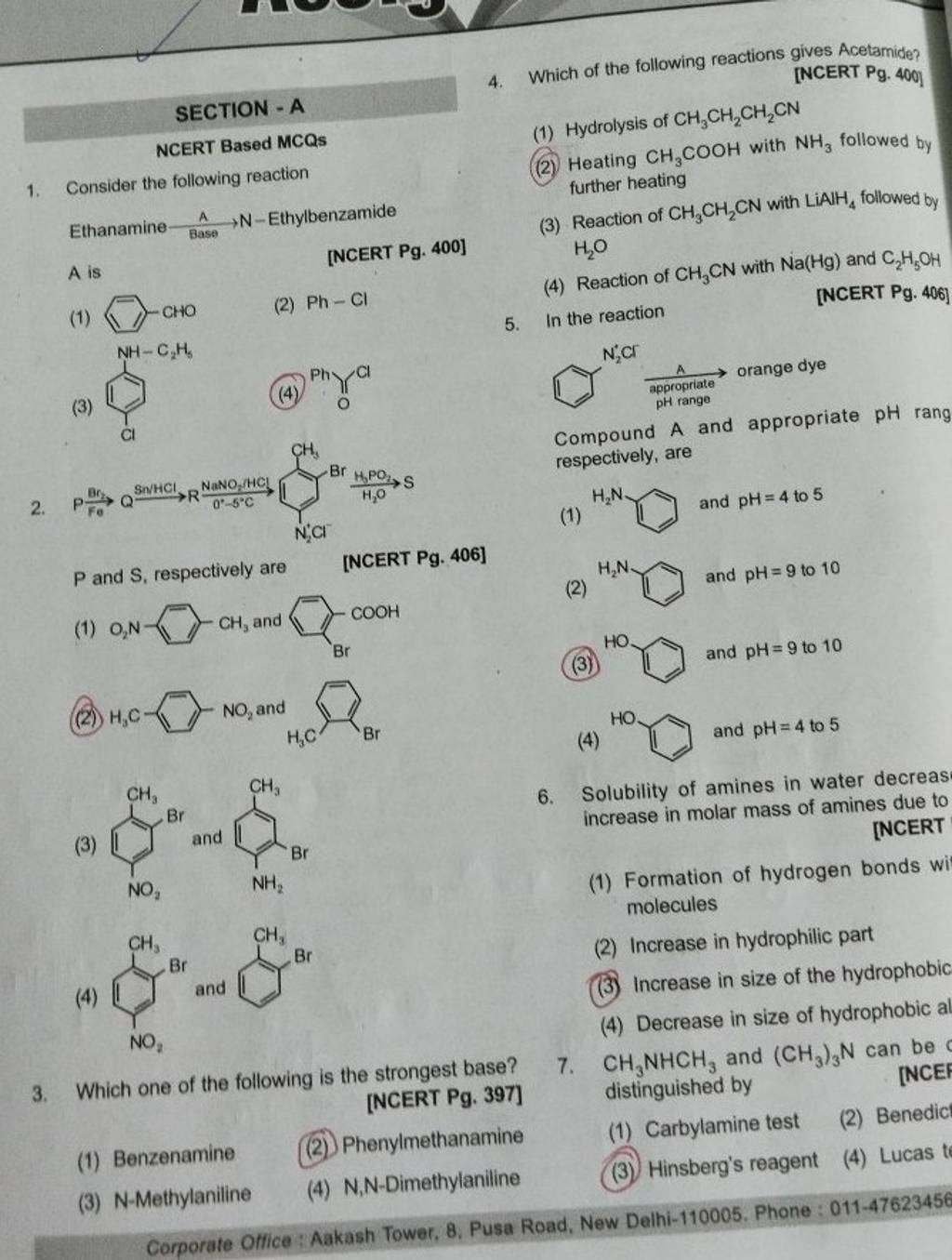 Solubility of amines in water decreas and increase in molar mass of amine..