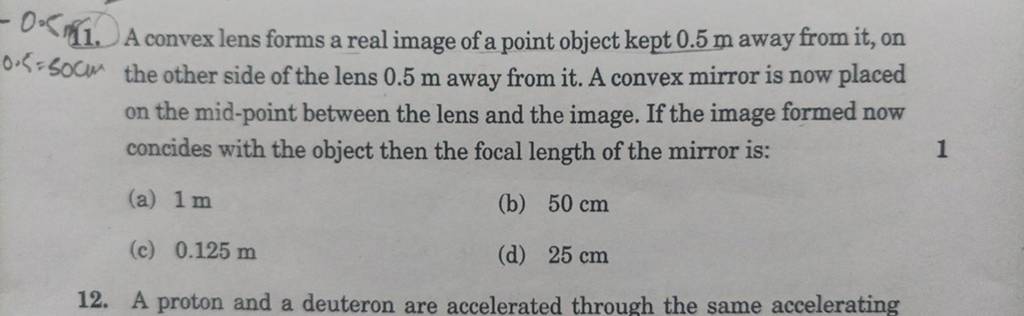 - O.5 11. A convex lens forms a real image of a point object kept 0.5 m a.. - O.5 11. A convex lens forms a real image of a point object kept 0.5 m a..