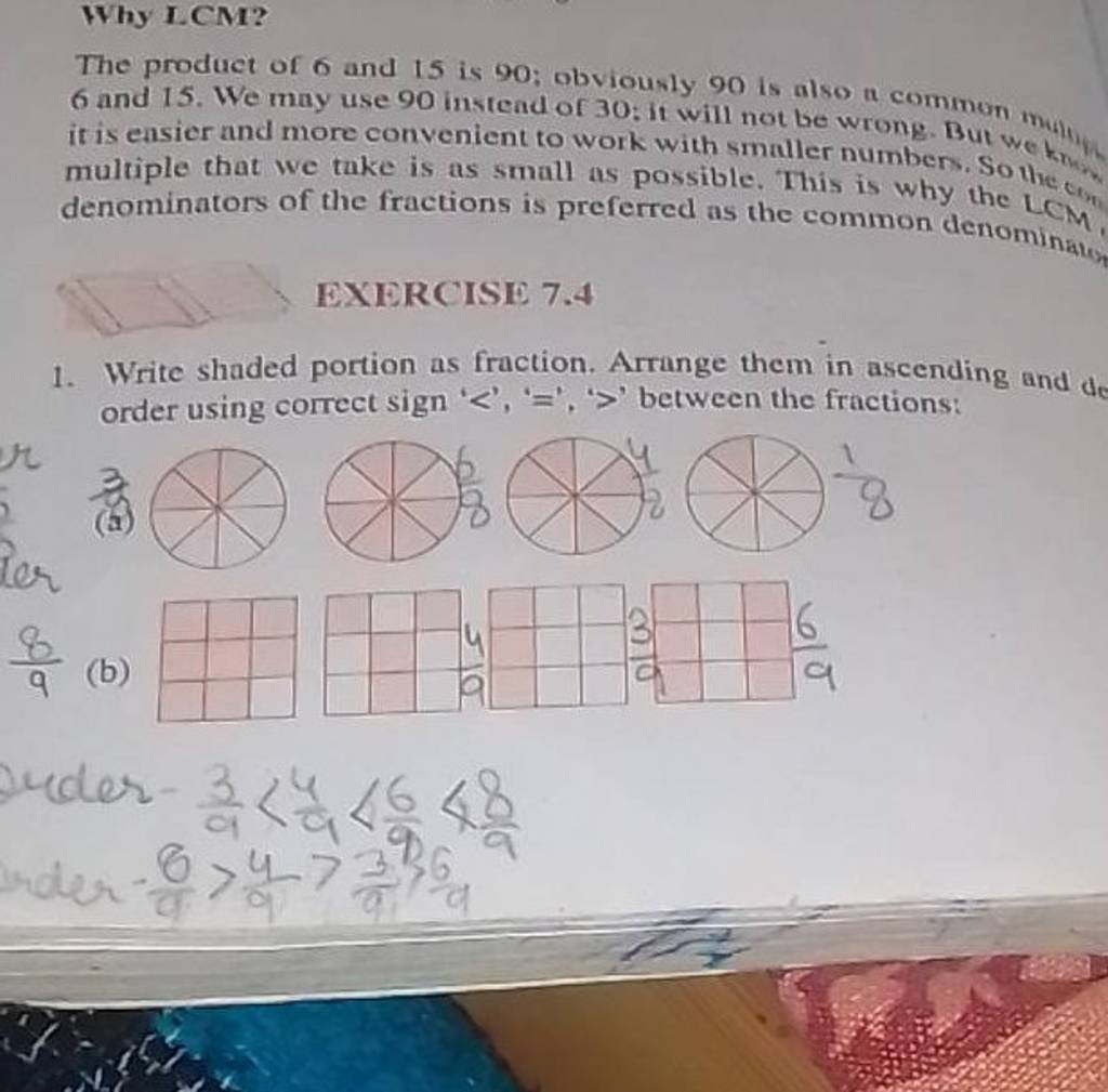 1. Write shaded portion as fraction. Arrange them in ascending and de ord.. 1. Write shaded portion as fraction. Arrange them in ascending and de ord..