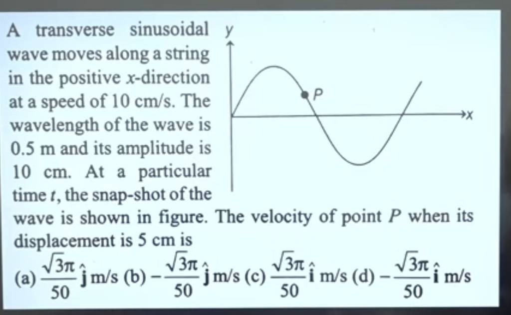 A Transverse Sinusoidal Y Wave Moves Along A String In The Positive X Dir