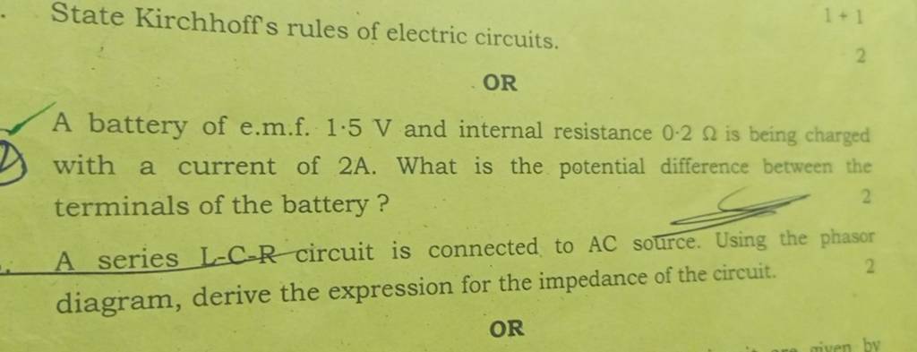 State Kirchhoff's rules of electric circuits. | Filo