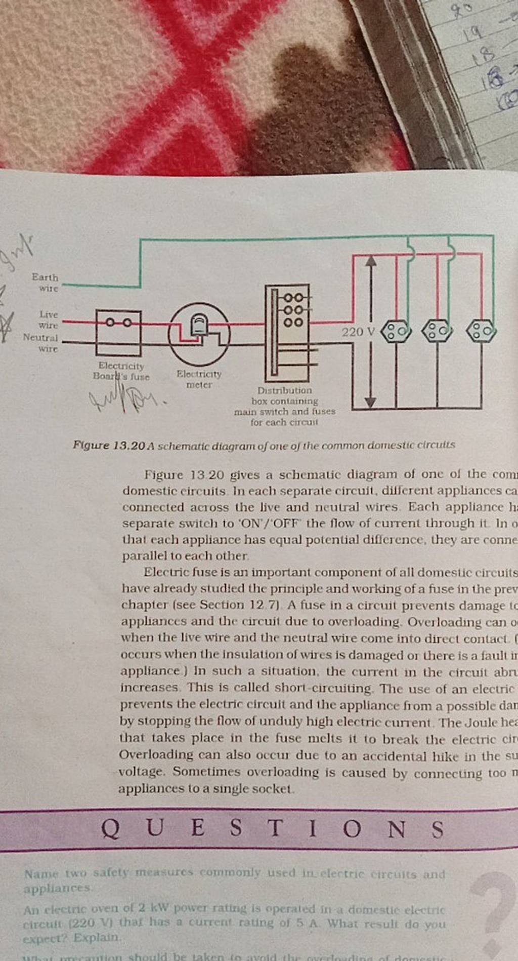 Figure 13.20 A schematic diagram of one of the common domestic circuits F..