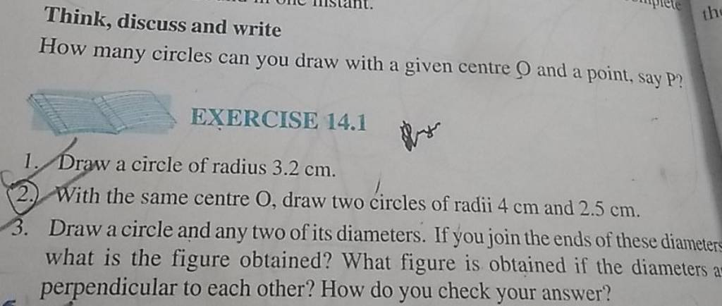 Think, discuss and write How many circles can you draw with a given centr..