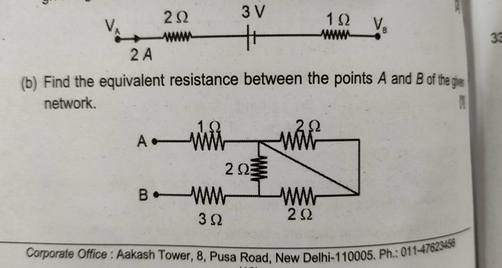 (b) Find the equivalent resistance between the points A and B of the gian..