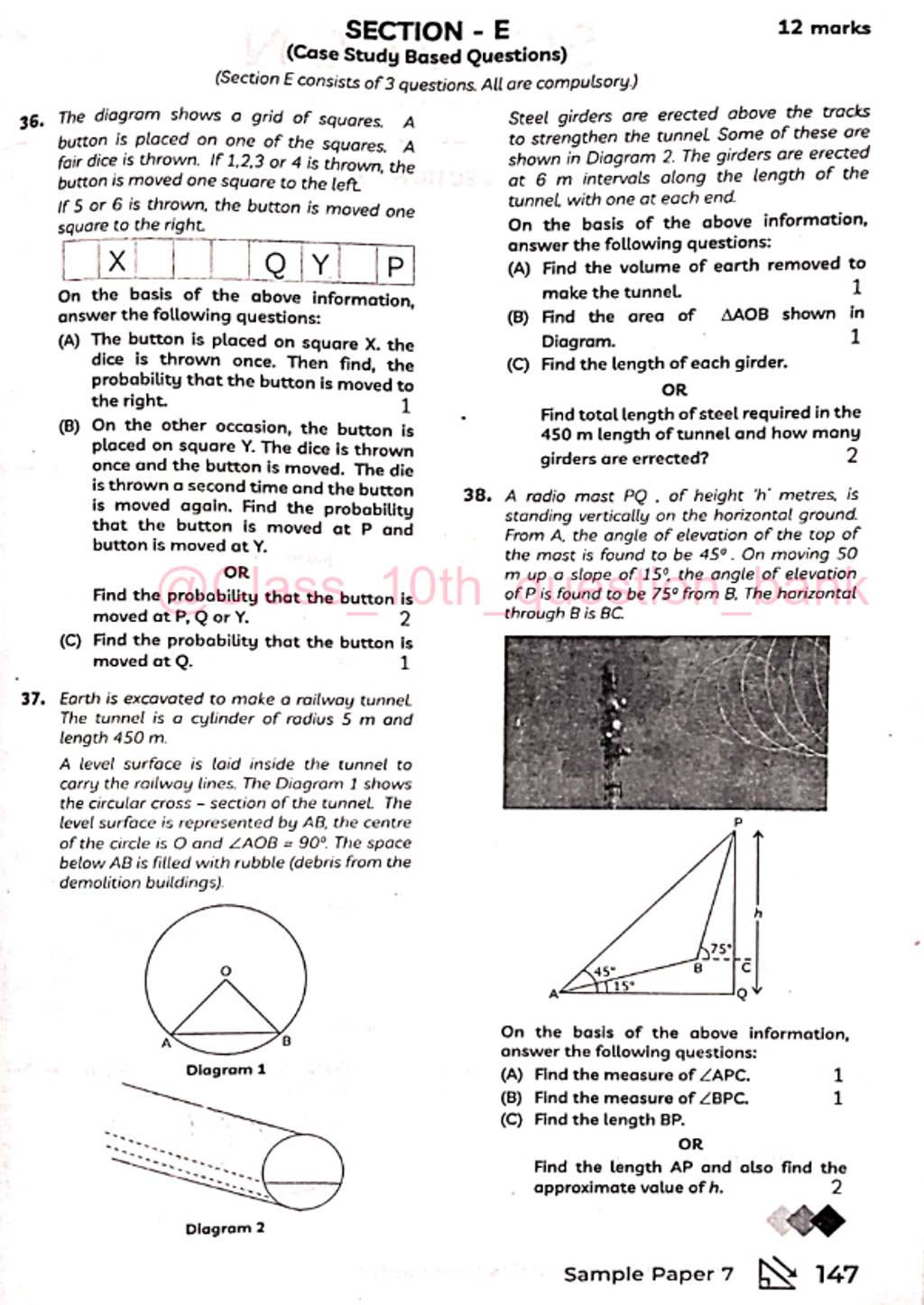 SECTION - E 12 marks (Case Study Based Questions) (Section E consists of