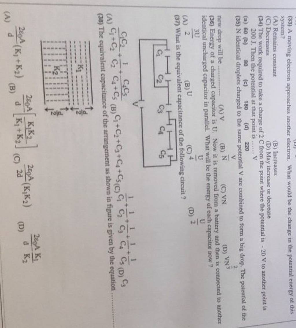 The equivalent capacitance of the arrangement as shown in figure is give..