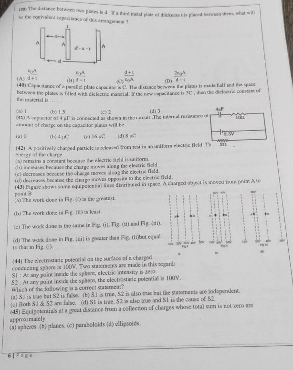 Capacitance Of A Parallel Plate Capacitor Is C The Distance Between The
