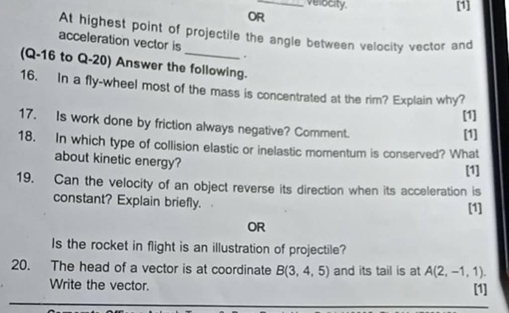 At Highest Point Of Projectile The Angle Between Velocity Vector And Acce