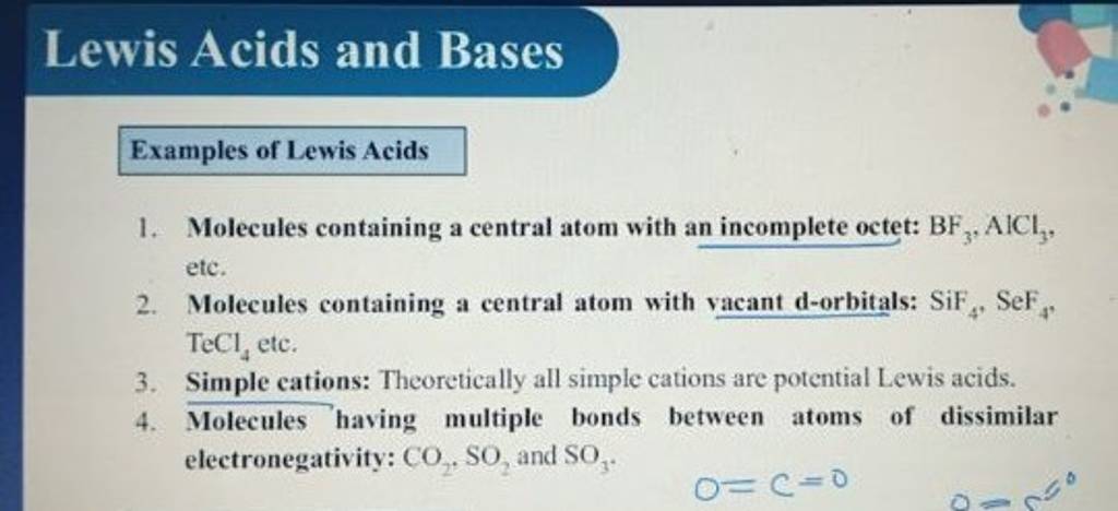 Lewis Acids and Bases Examples of Lewis Acids | Filo