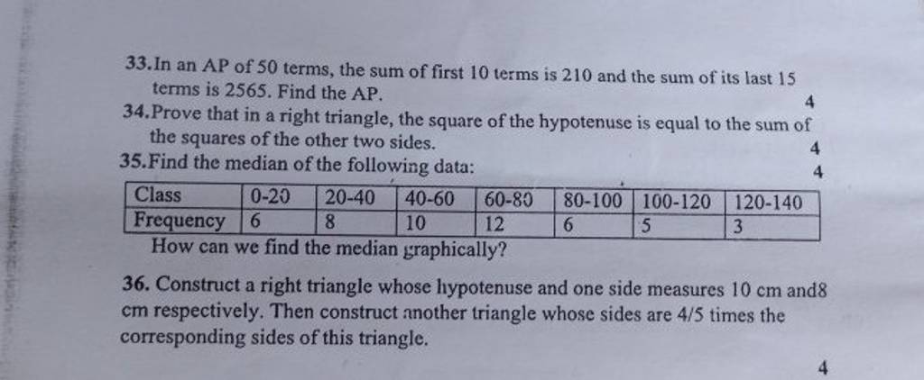 33. In an AP of 50 terms, the sum of first 10 terms is 210 and the sum of..