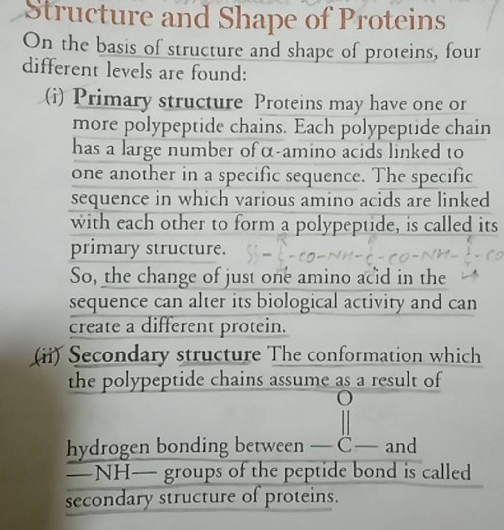 Structure and Shape of Proteins On the basis of structure and shape of pr..