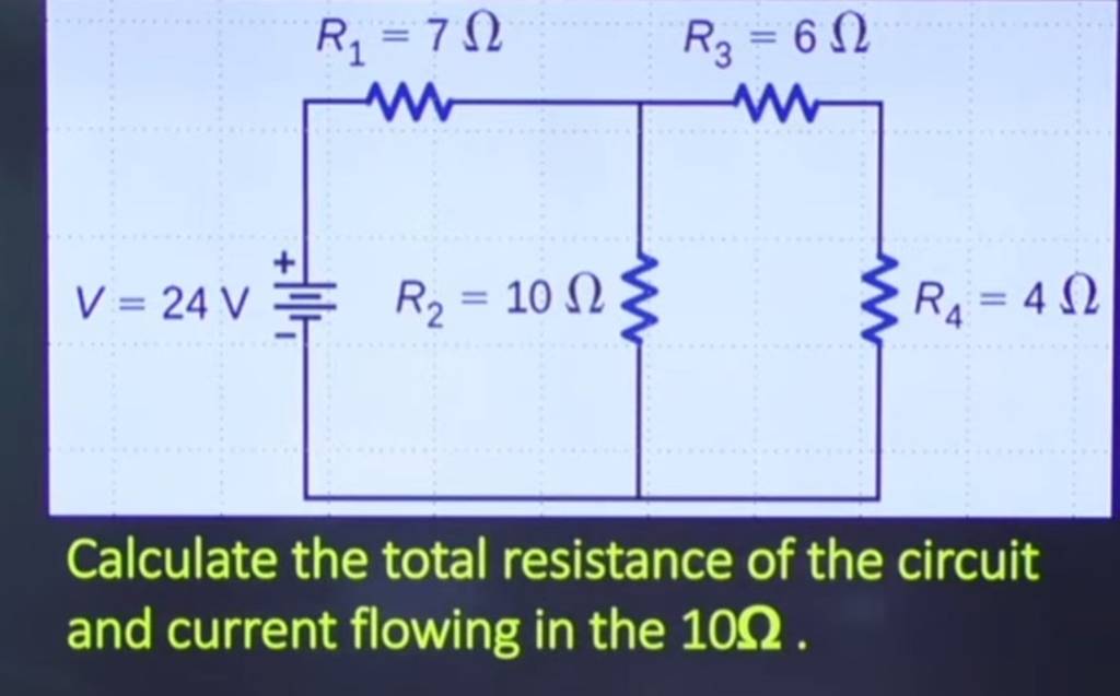Calculate the total resistance of the circuit and current flowing in the