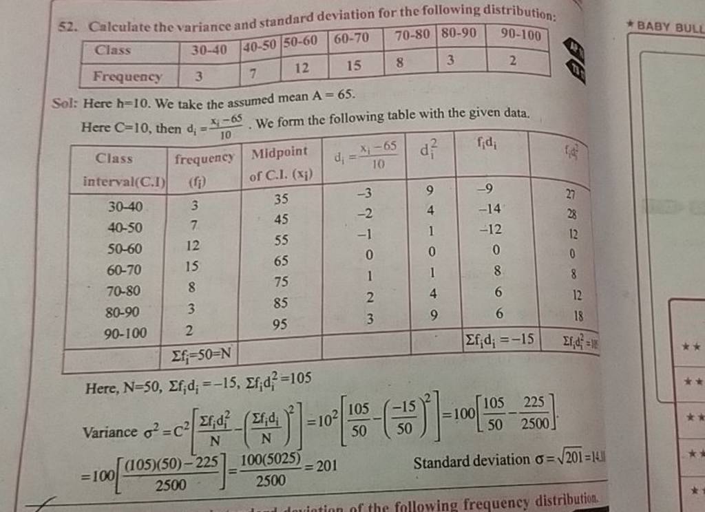 52 Calculate The Variance And Standard Deviation For The Following Distr