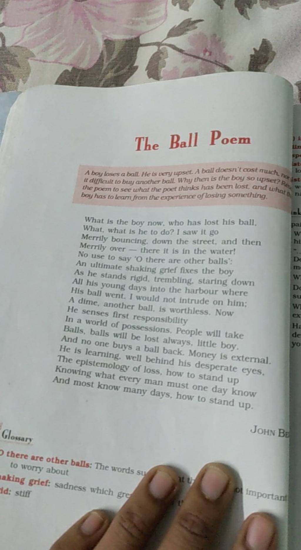 The Ball Poem boy poem to see what the poet thinks has been lost. and fro..