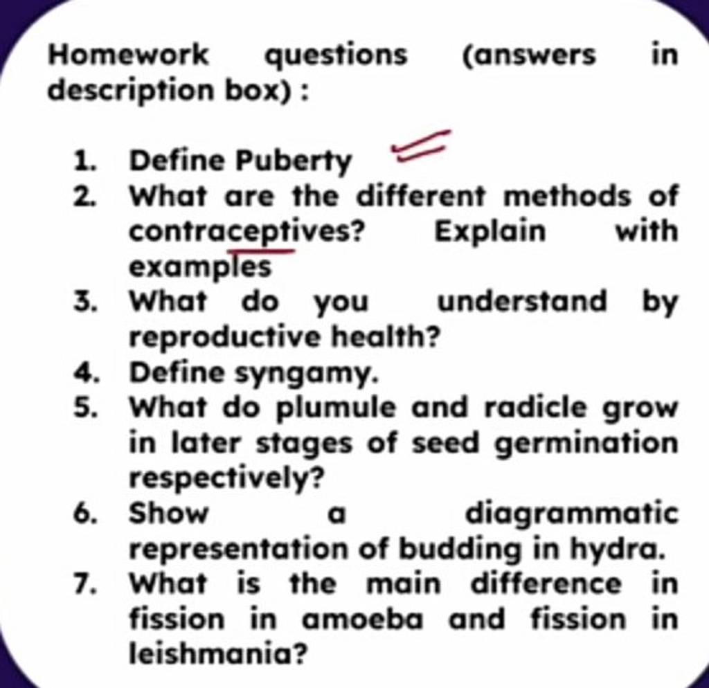 Homework questions (answers in description box): | Filo