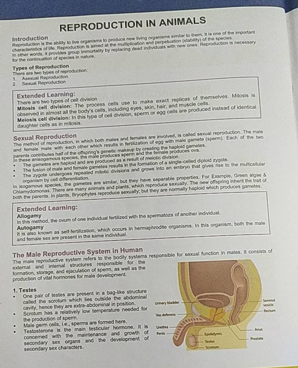 REPRODUCTION IN ANIMALS Introduction Reproduction is the ability to live