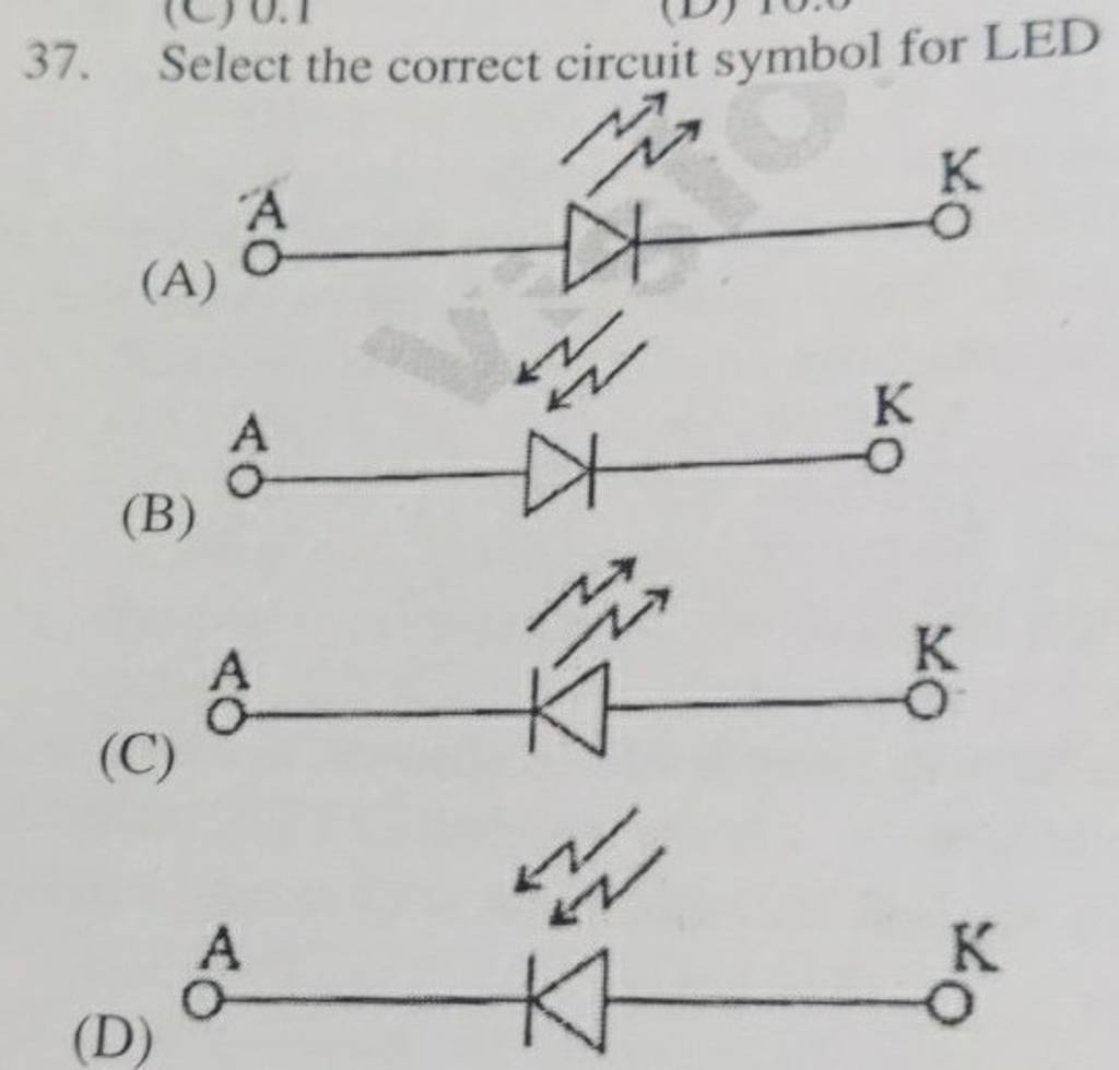 Select the correct circuit symbol for LED | Filo