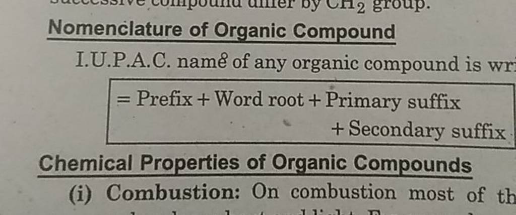 Nomenclature of Organic Compound I.U.P.A.C. name of any organic compound