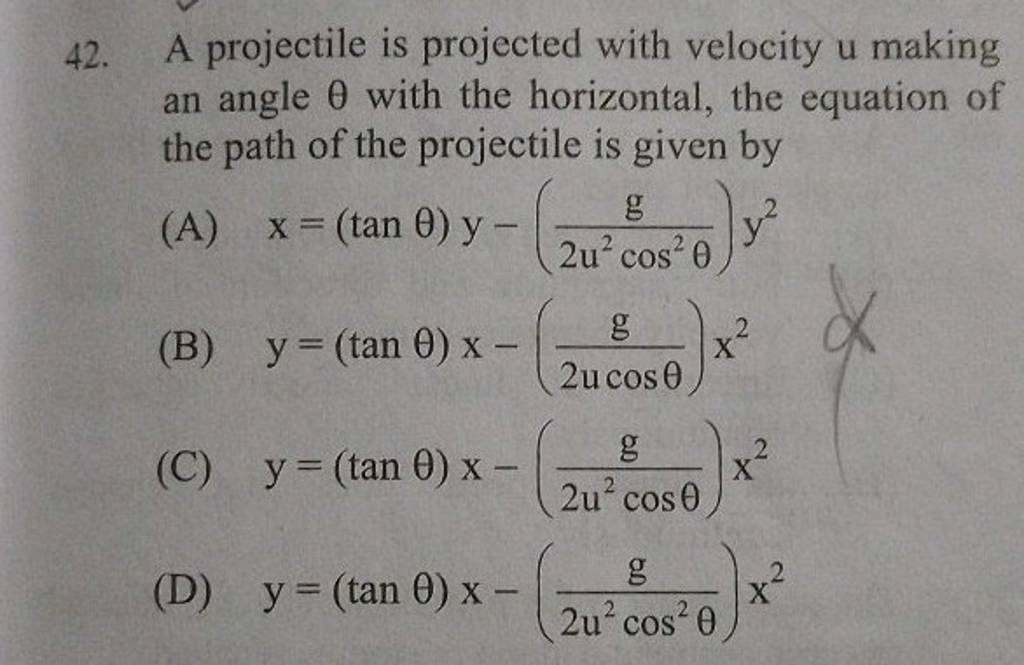 A Projectile Is Projected With Velocity U Making An Angle θ With The Hori