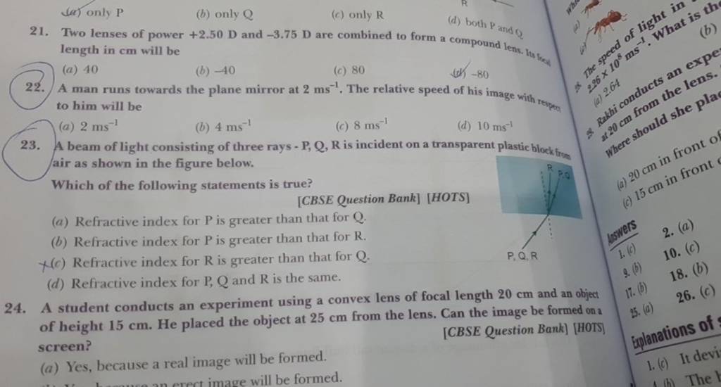 A student conducts an experiment using a convex lens of focal length 20 c.. A student conducts an experiment using a convex lens of focal length 20 c..
