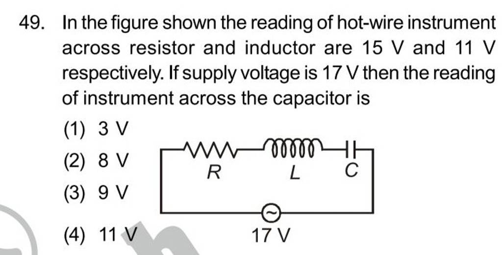 In the figure shown the reading of hot-wire instrument across resistor an..