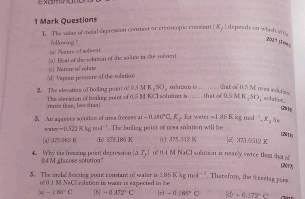 Why the freezing point depression (ΔTf ) of 0.4MNaCl solution is nearly t..