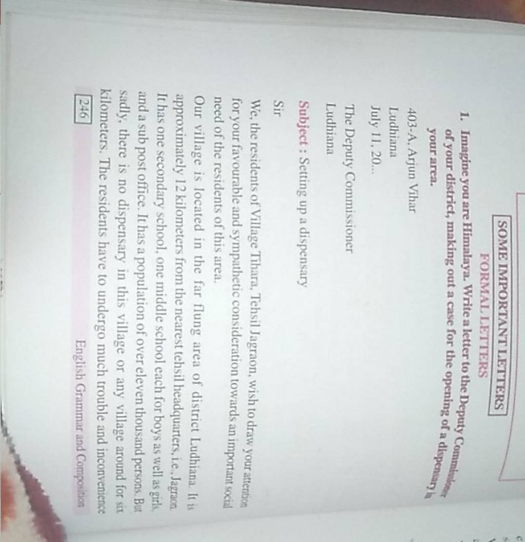 SOME IMPORTANT LETTERS FORMAL LETTERS 1. Imagine you are Himalaya. Write