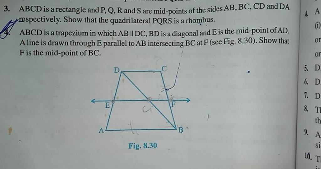 3. ABCD is a rectangle and P,Q,R and S are mid-points of the sides AB,BC,..