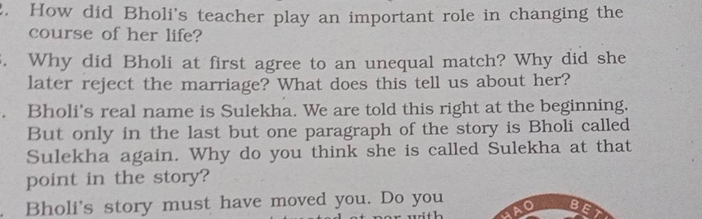 How did Bholi's teacher play an important role in changing the course of