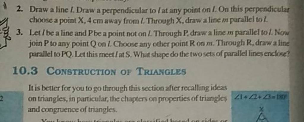 2. Draw a line L. Draw a perpendicular to l at any point on l. On this pe..