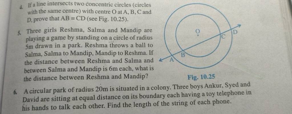 4. If a line intersects two concentric circles (circles with the same cen..