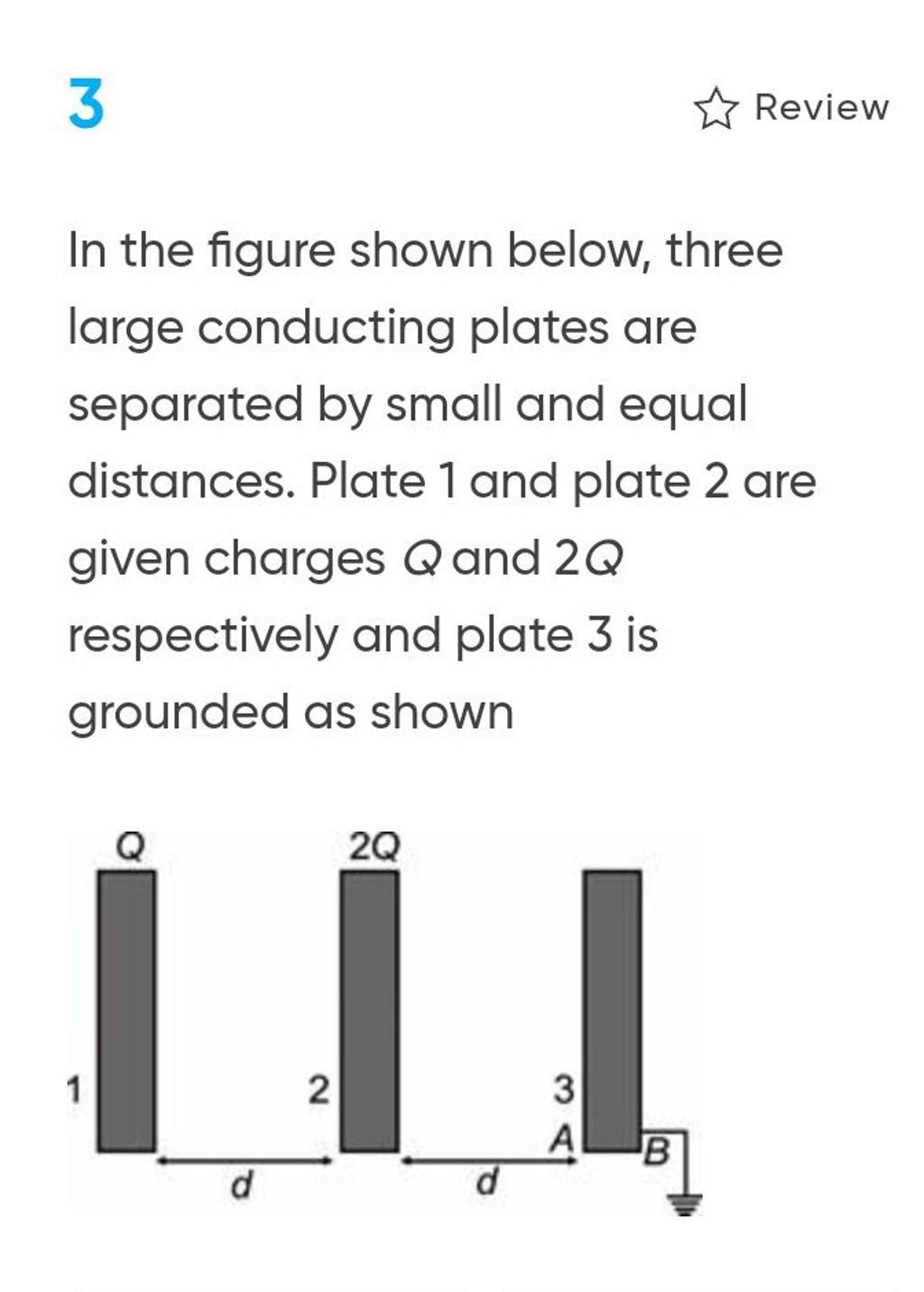 3 N Review In the figure shown below, three large conducting plates are s..