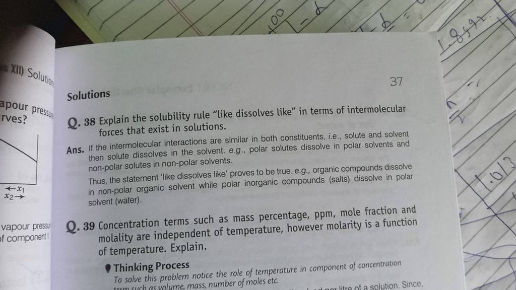 Solutions Q. 38 Explain the solubility rule "like dissolves like" in term..