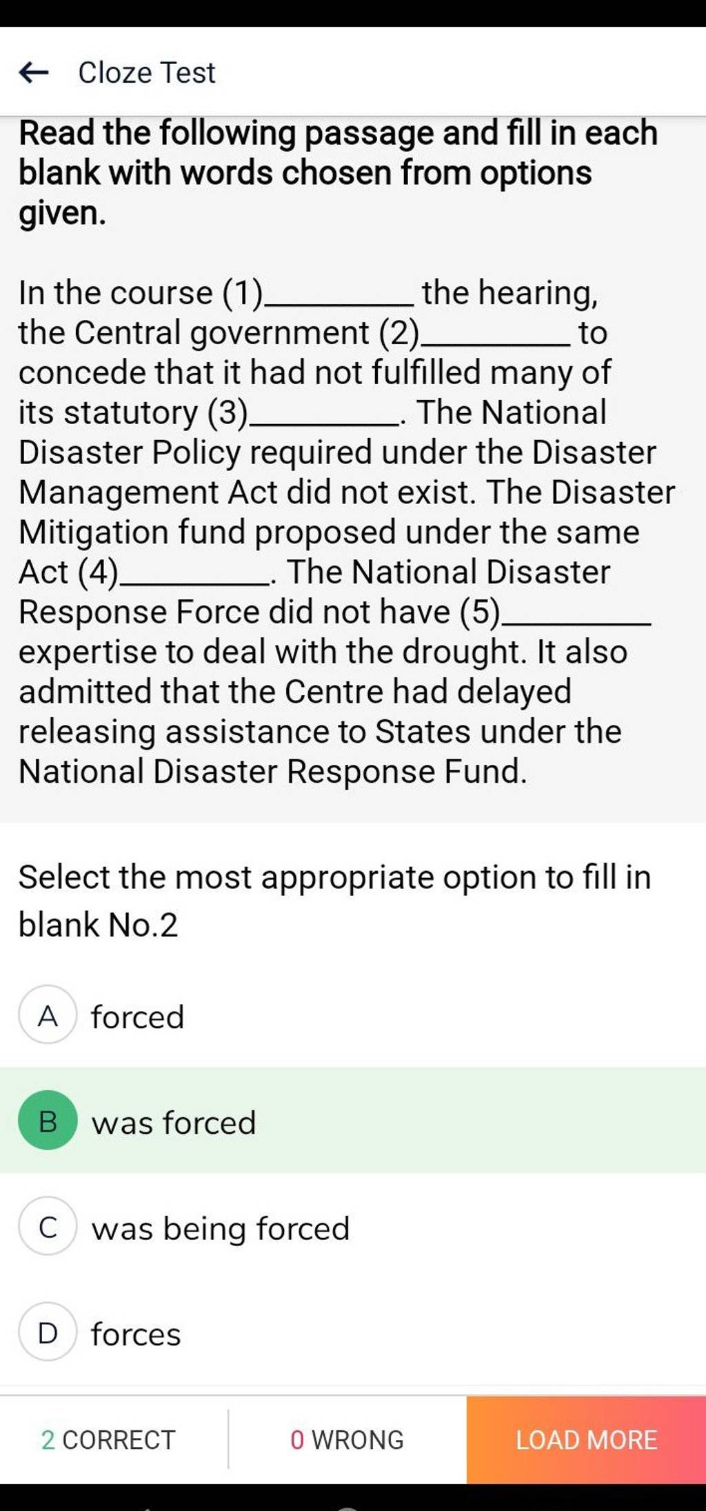 ← Cloze Test Read the following passage and fill in each blank with words..