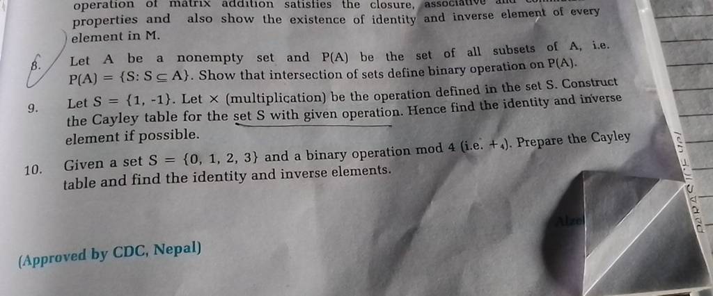 properties and also show the existence of identity and inverse element of..