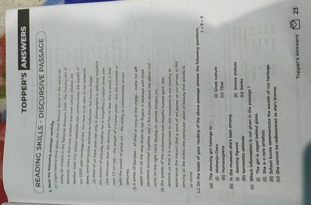 TOPPER'S ANSWERS READING SKILLS - DISCURSIVE PASSAGE 1. Read the followin..