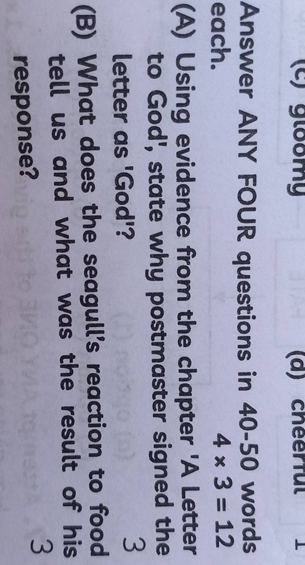 Answer ANY FOUR questions in 40-50 words each. 4×3=12 (A) Using evidence