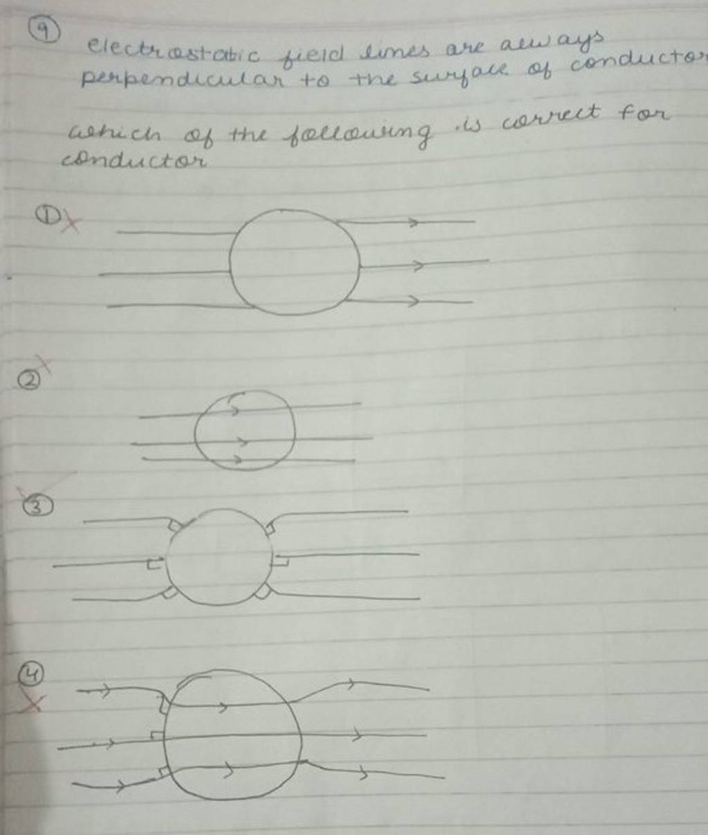 (9) electrostatic field lines are always perpendicular to the surface of