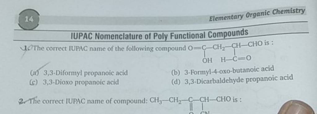 14 Elementary Organic Chemistry IUPAC Nomenclature of Poly Functional Com..